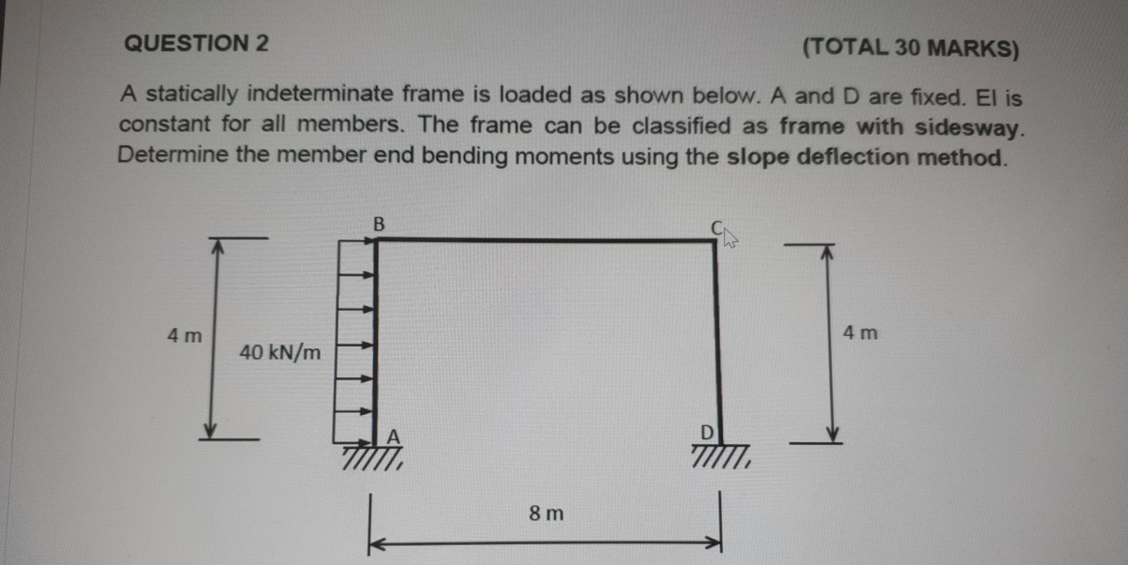 Solved QUESTION 2 (TOTAL 30 MARKS) A statically | Chegg.com