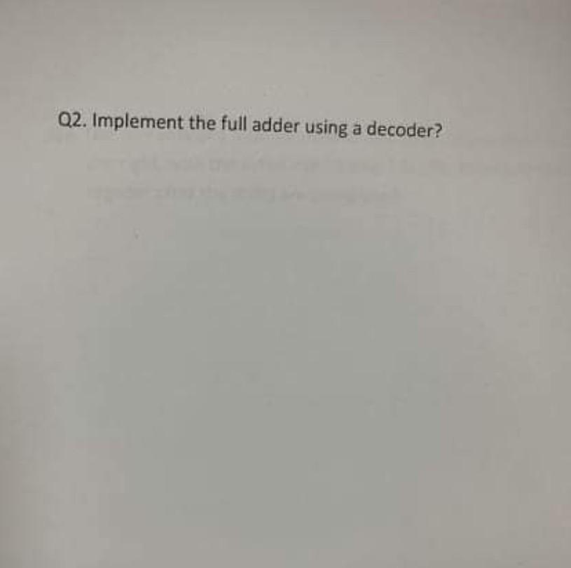 Solved Q2. Implement the full adder using a decoder? | Chegg.com