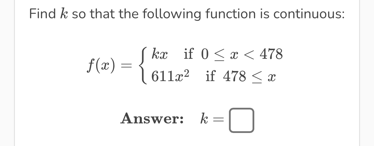 Solved Find K ﻿so That The Following Function Is
