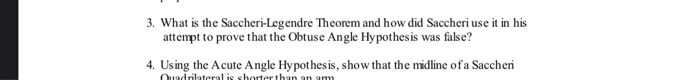 Solved 3. What is the Saccheri-Legendre Theorem and how did | Chegg.com