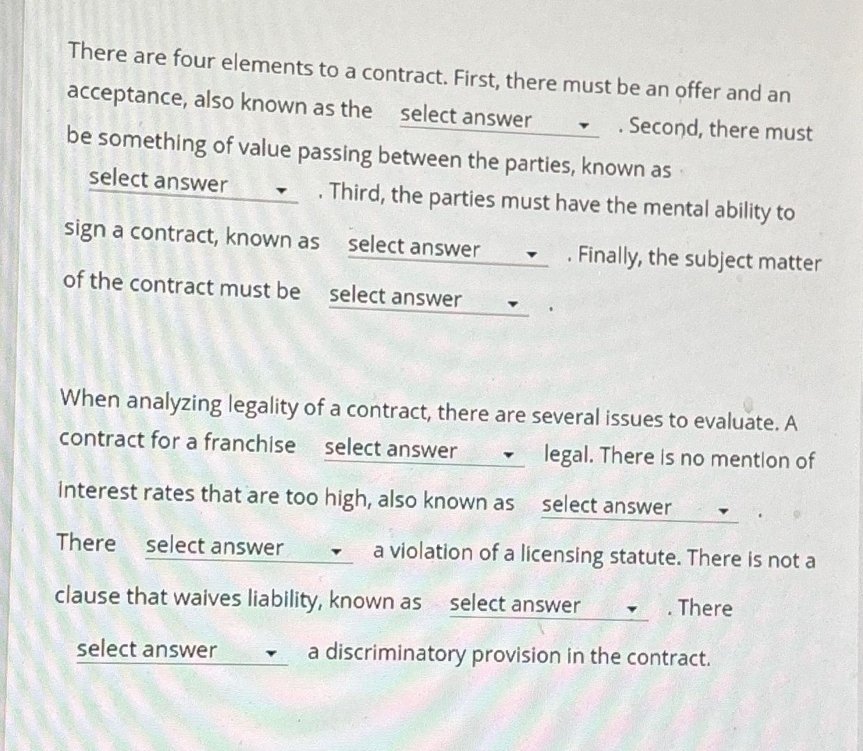 Solved There are four elements to a contract. First, there | Chegg.com