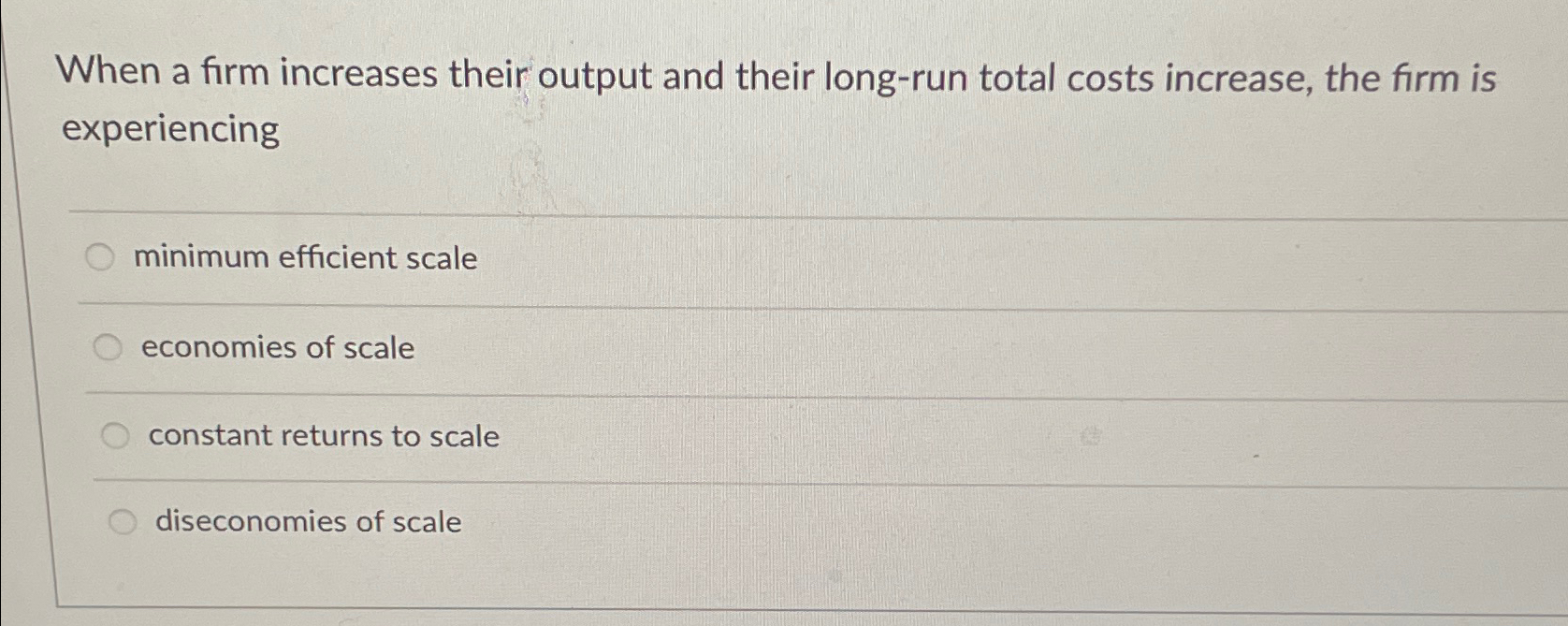 Solved When a firm increases their output and their long-run | Chegg.com