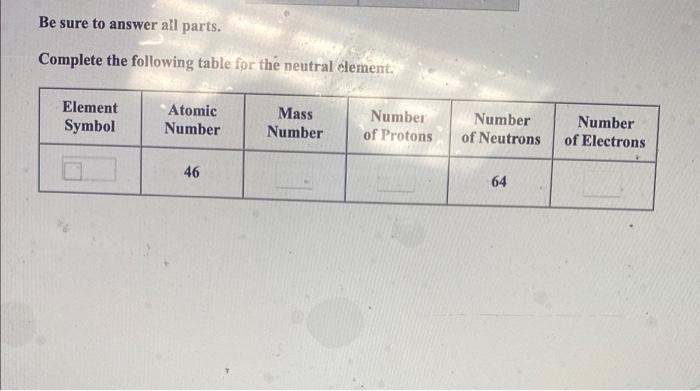 Solved Be sure to answer all parts. Complete the following | Chegg.com