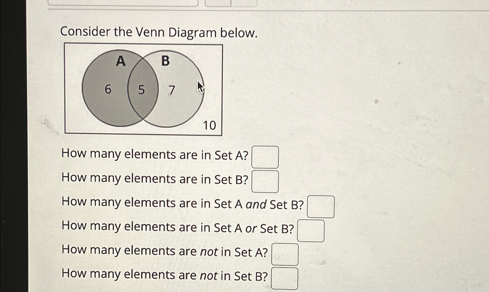 Solved Consider the Venn Diagram below.How many elements are | Chegg.com