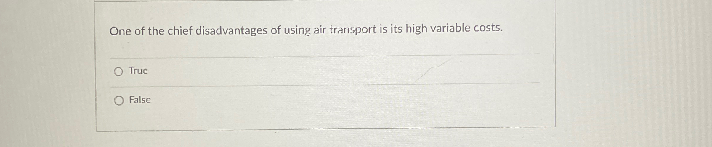 Solved One of the chief disadvantages of using air transport | Chegg.com