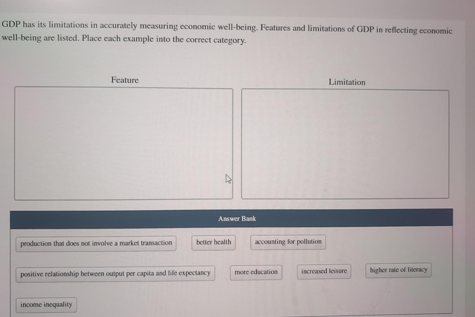 Solved GDP has its limitations in accurately measuring | Chegg.com Solved GDP has its limitations in accurately measuring | Chegg.com