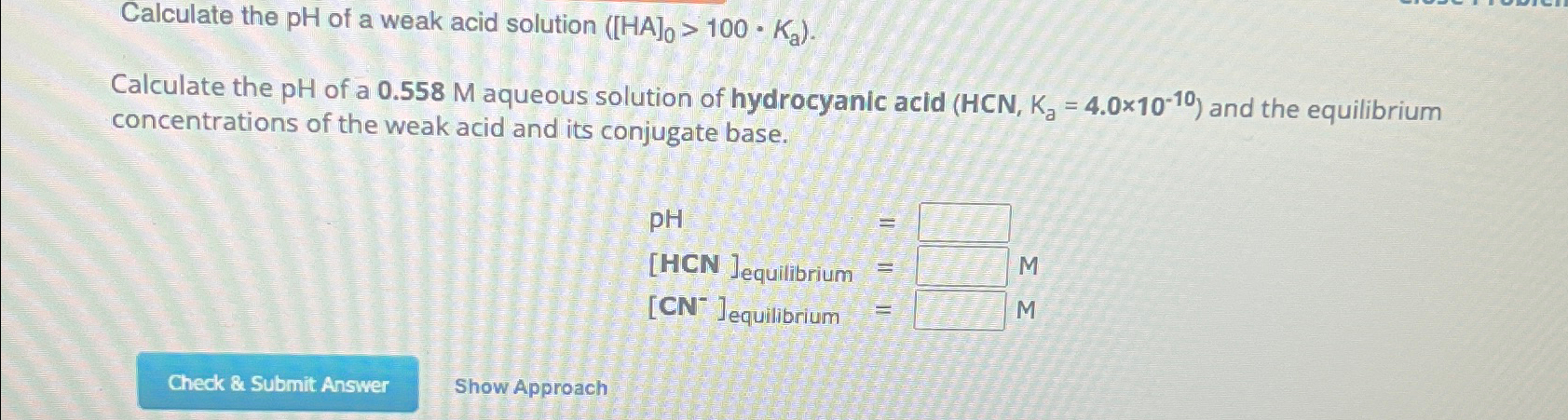 Solved Calculate the pH ﻿of a weak acid solution | Chegg.com
