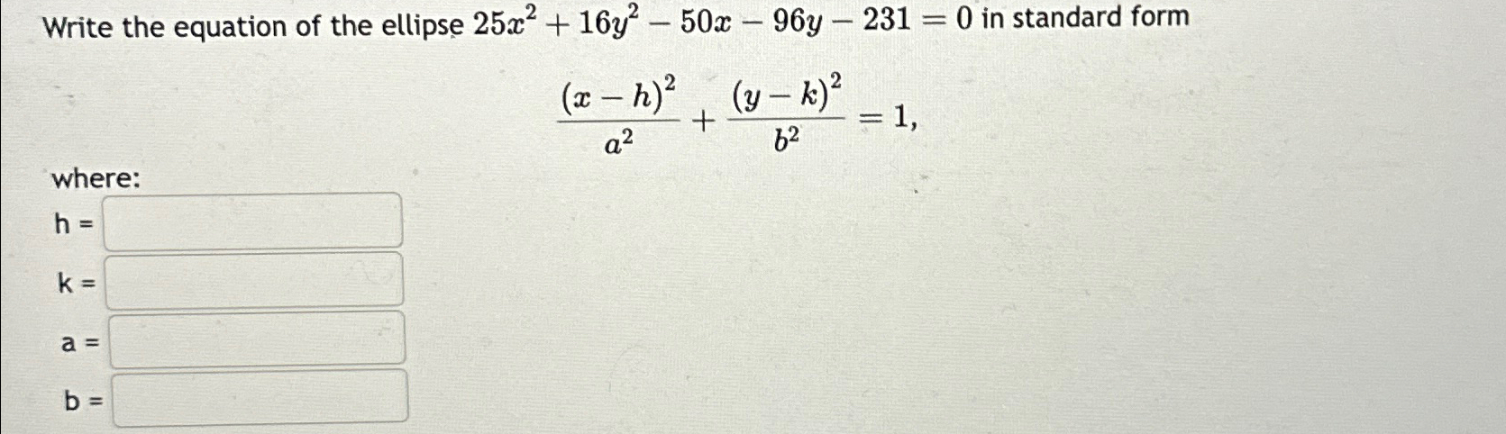 Solved Write the equation of the ellipse | Chegg.com