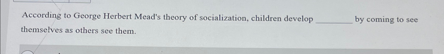Solved According to George Herbert Mead's theory of | Chegg.com