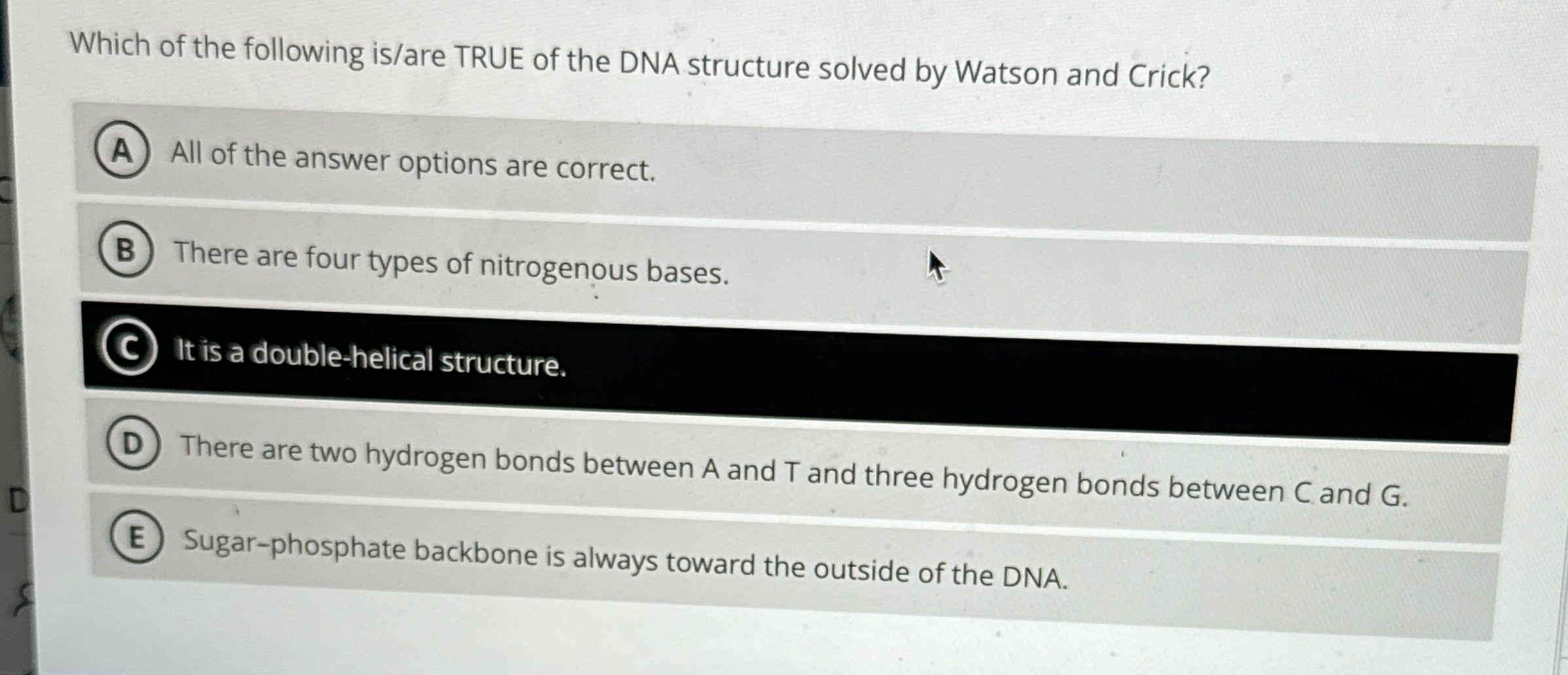 Solved Which Of The Following Is Are True Of The Dna Chegg