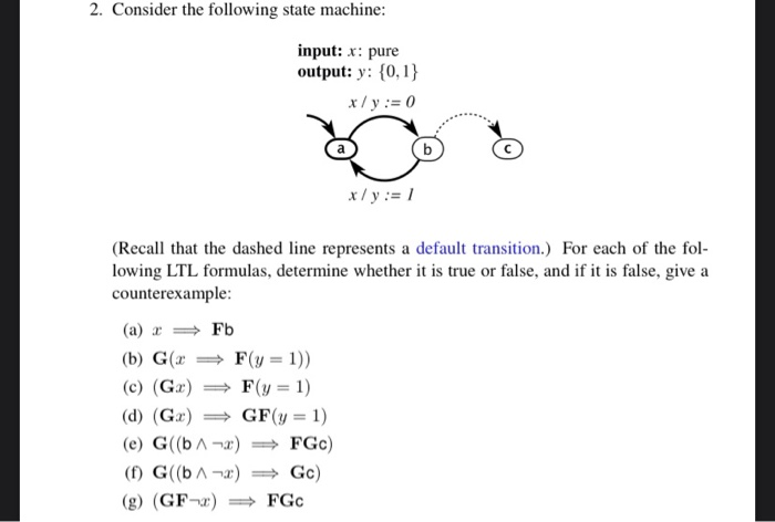 Solved 2 Consider The Following State Machine Input X