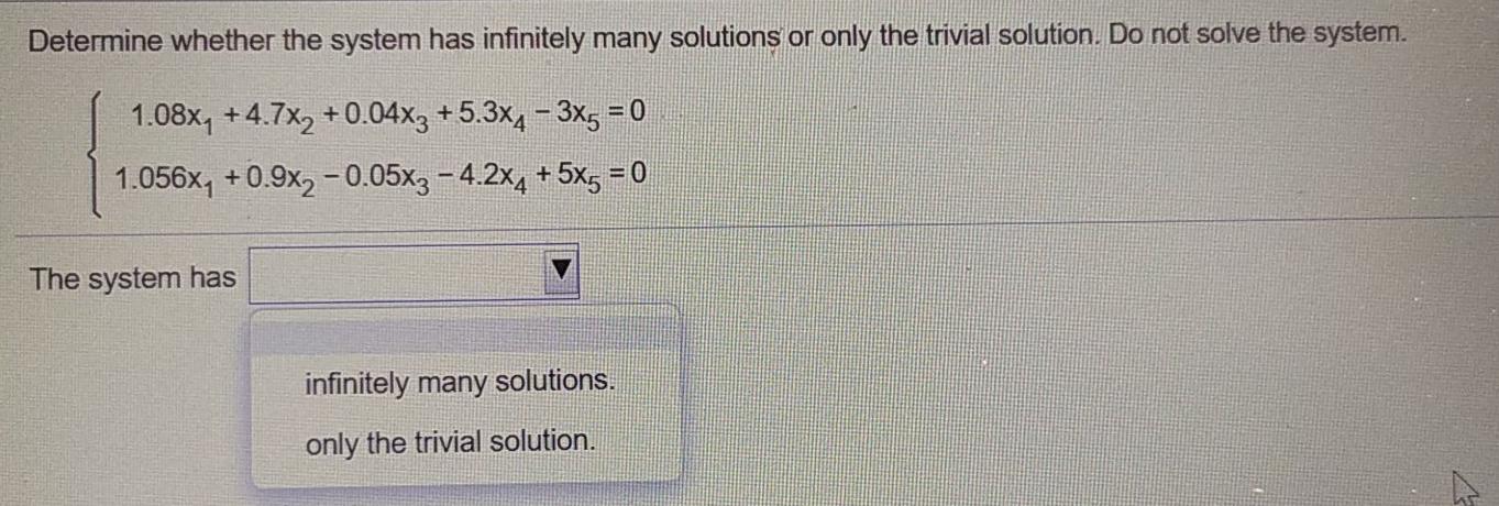 Solved Determine whether the system has infinitely many | Chegg.com