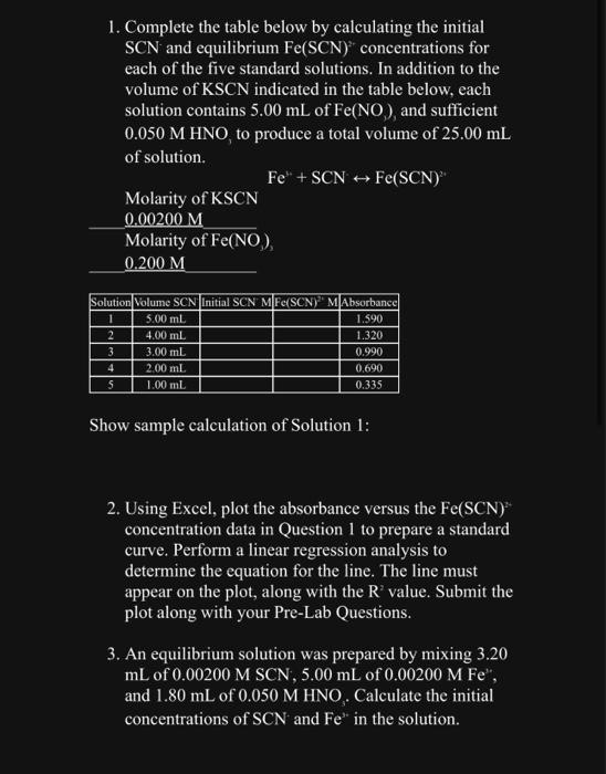 Solved 1. Complete the table below by calculating the | Chegg.com