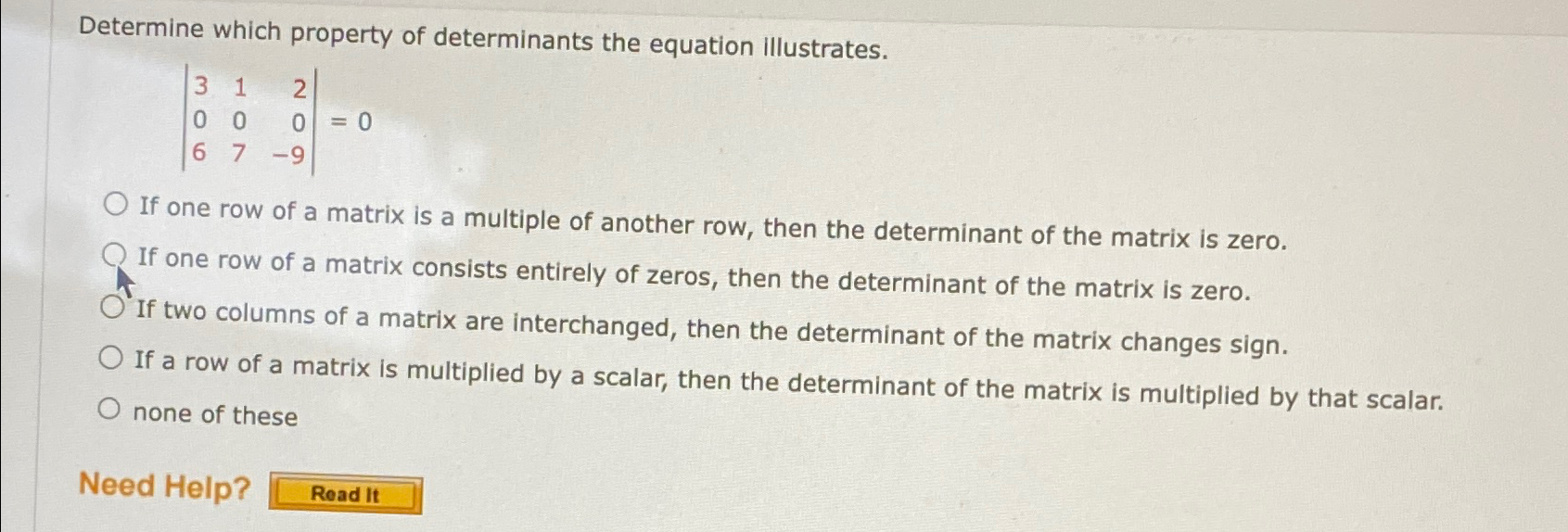 Solved Determine which property of determinants the equation | Chegg.com