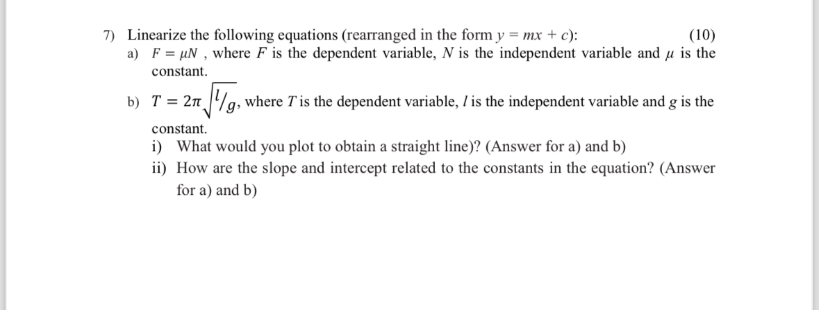 Solved Linearize the following equations (rearranged in the | Chegg.com