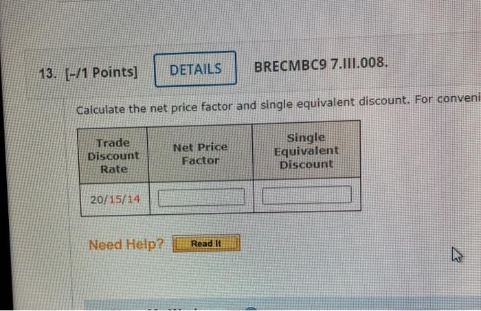 Solved 13. [-/1 Points] DETAILS BRECMB49 7.111.008. | Chegg.com