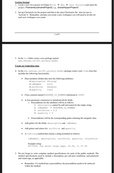 Solved Getting Started 1 Create A New Java Project In 