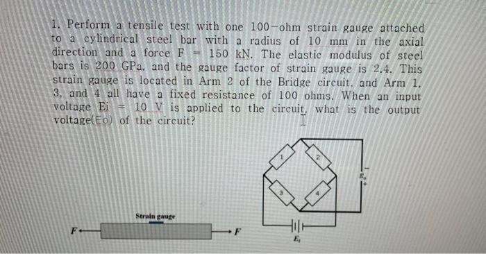 Solved 1. Perform a tensile test with one 100 -ohm strain | Chegg.com