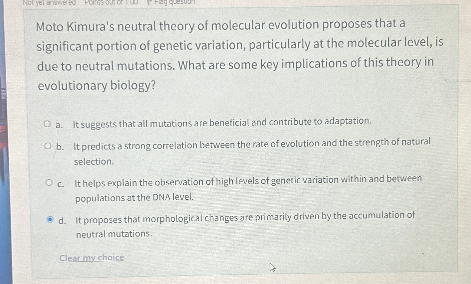 Solved Moto Kimura's neutral theory of molecular evolution | Chegg.com