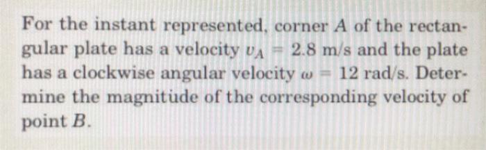Solved 30° A 120 mm B 160 mm For the instant represented, | Chegg.com