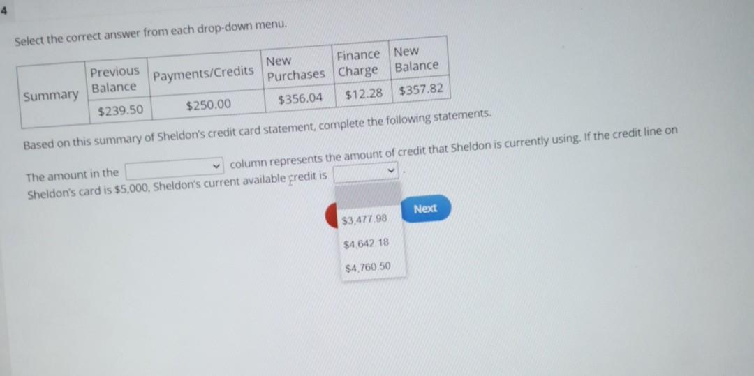 Solved Select the correct answer from each drop-down menu. | Chegg.com