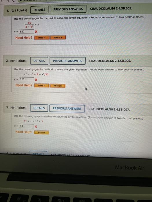 Solved DETAILS 1. [0/1 Points] PREVIOUS ANSWERS CRAUDCOLALG6 | Chegg.com