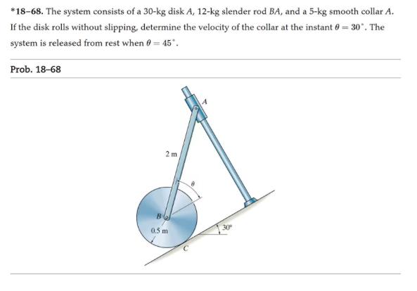 Solved *18-68. ﻿The system consists of a 30-kg ﻿disk | Chegg.com