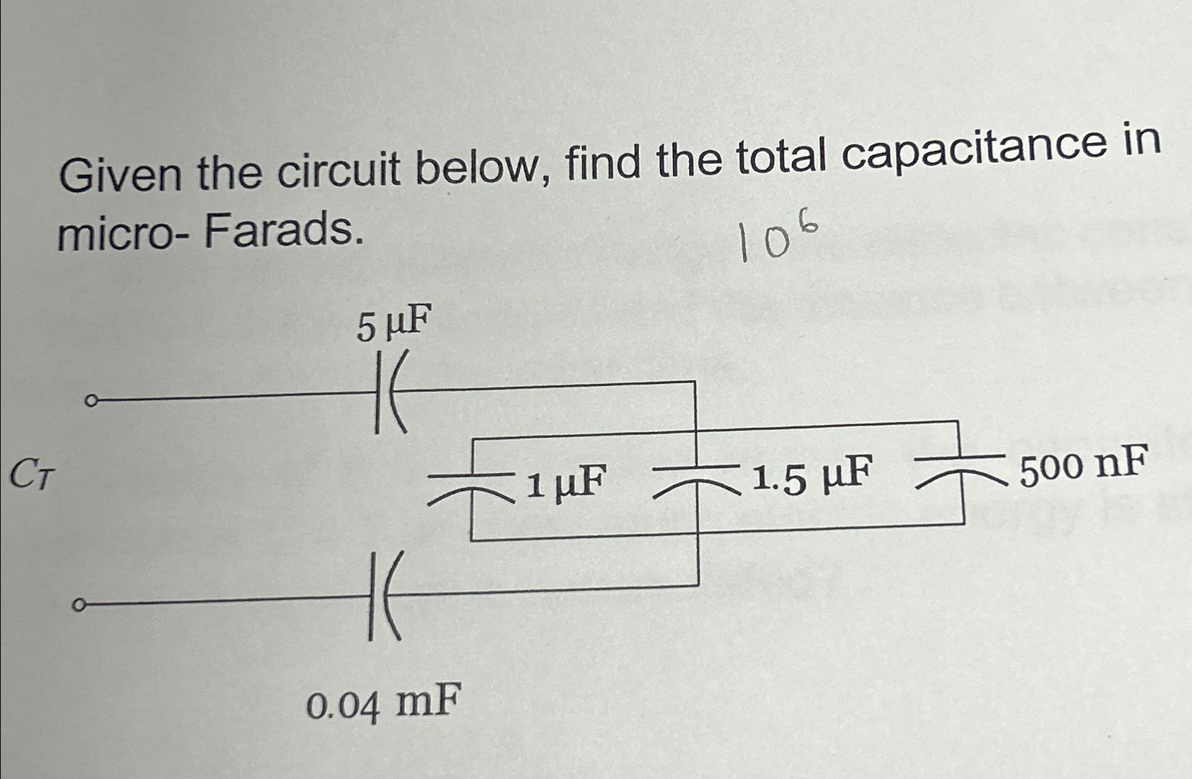 Solved Given the circuit below, find the total capacitance | Chegg.com