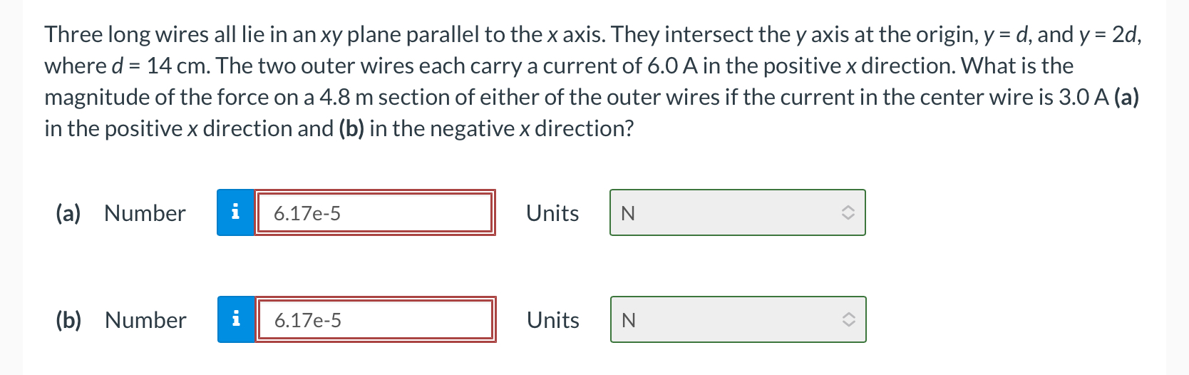 Solved Three long wires all lie in an xy ﻿plane parallel to | Chegg.com