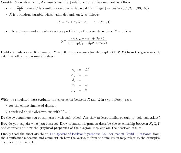 Solved Consider 3 ﻿variables x,Y,Z ﻿whose (structural) | Chegg.com