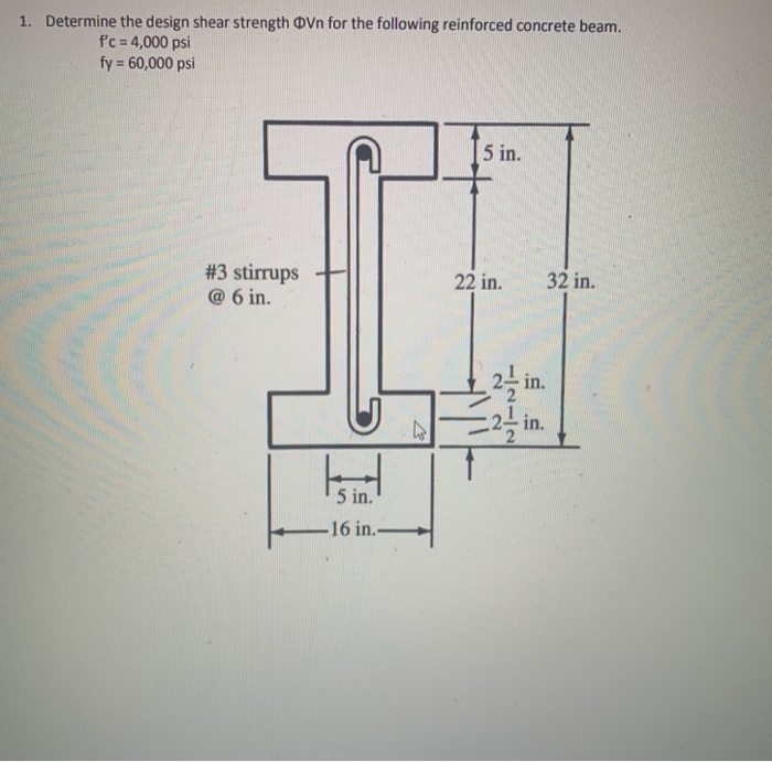 Solved 1. Determine the design shear strength Ovn for the | Chegg.com