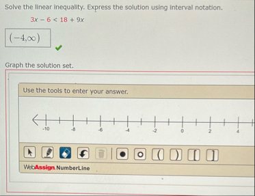 Solve the linear inequality. Express the solution | Chegg.com
