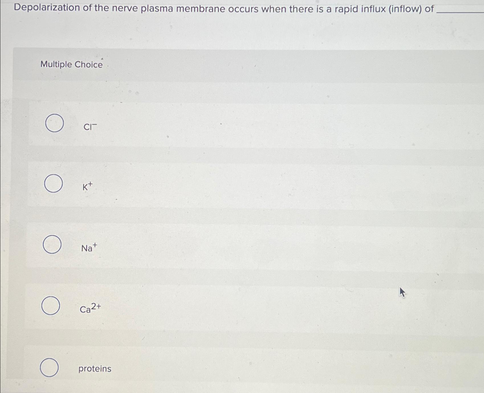Solved Depolarization of the nerve plasma membrane occurs | Chegg.com