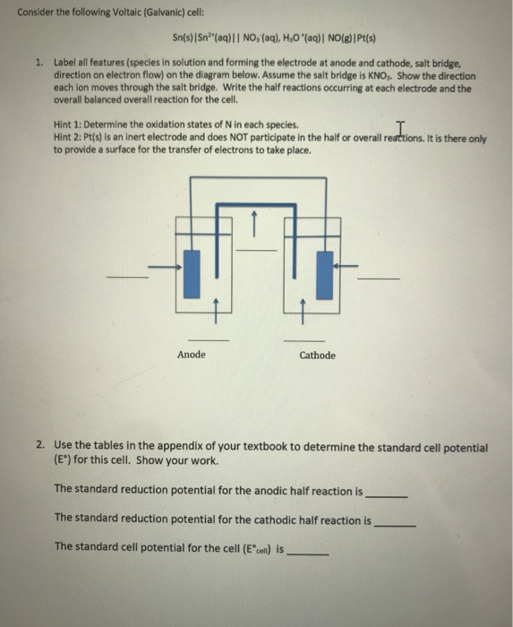 Solved Consider the following Voltaic (Galvanic) cell: Sn(s) | Chegg.com