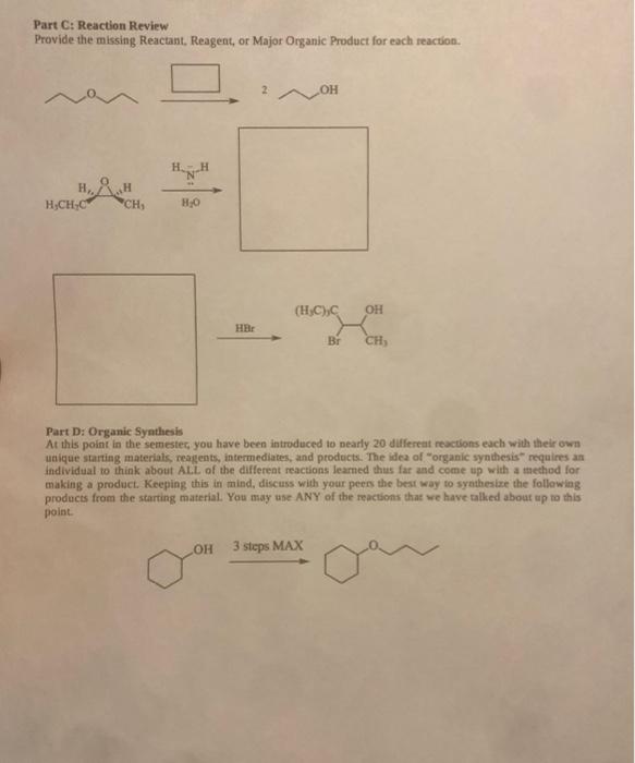 Solved Part C: Reaction Review Provide the missing Reactant, | Chegg.com