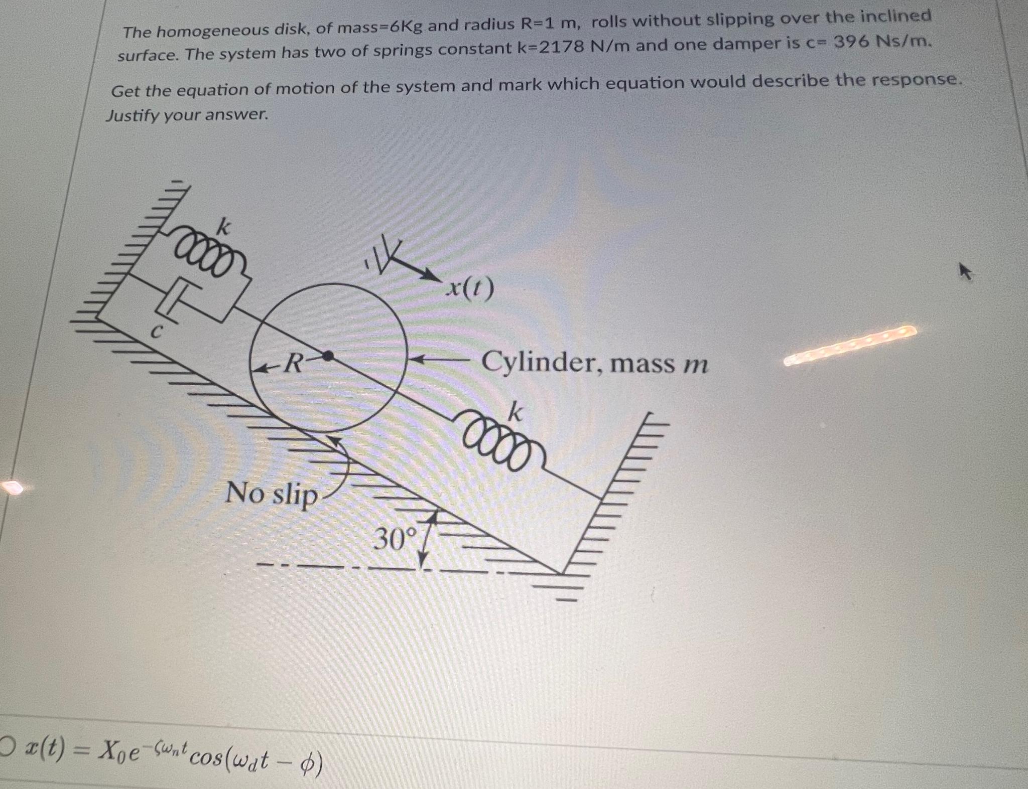 Solved The homogeneous disk, of mass =6Kg ﻿and radius R=1m, | Chegg.com