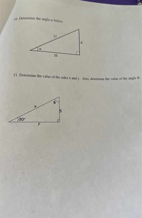 Solved 10. Determine the angle \\( \\alpha \\) below. 11. | Chegg.com