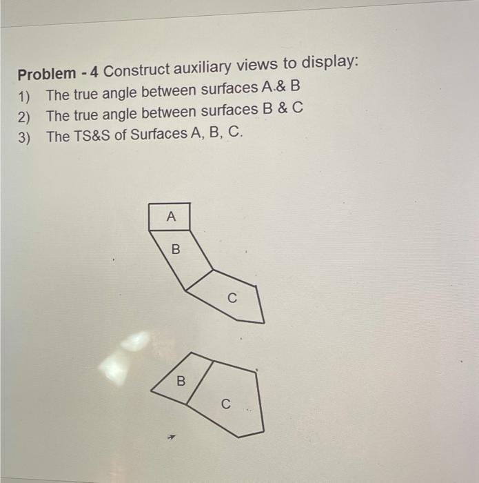 Solved Construct the true angle between surfaces A and B, | Chegg.com