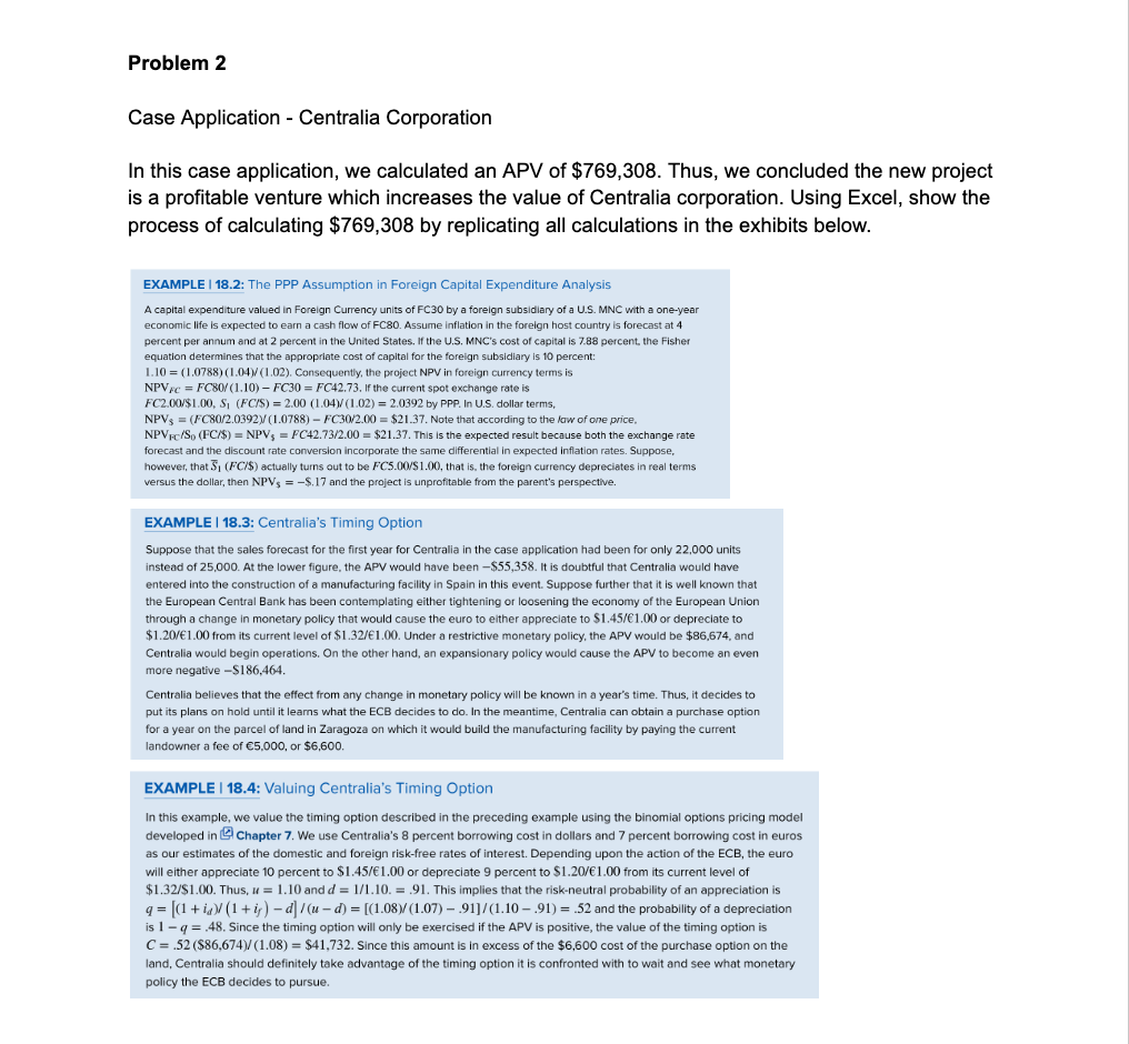 Solved In this case application, we calculated an APV of | Chegg.com