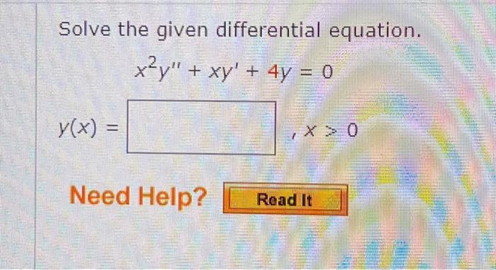 Solved Solve the given differential equation. | Chegg.com