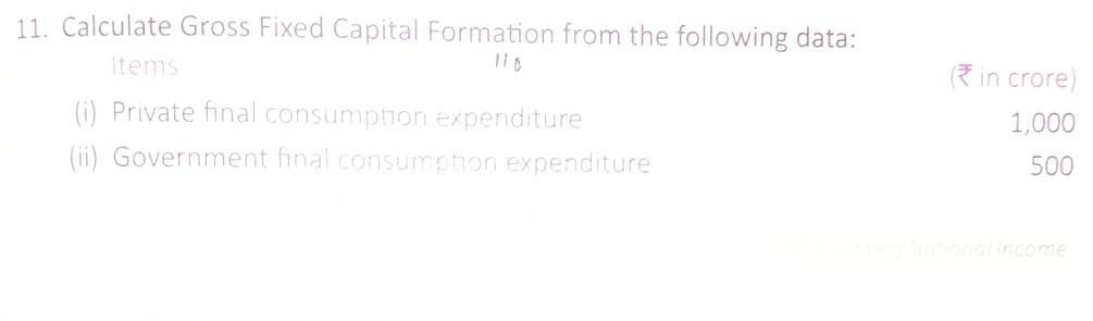Solved 11. Calculate Gross Fixed Capital Formation from the | Chegg.com