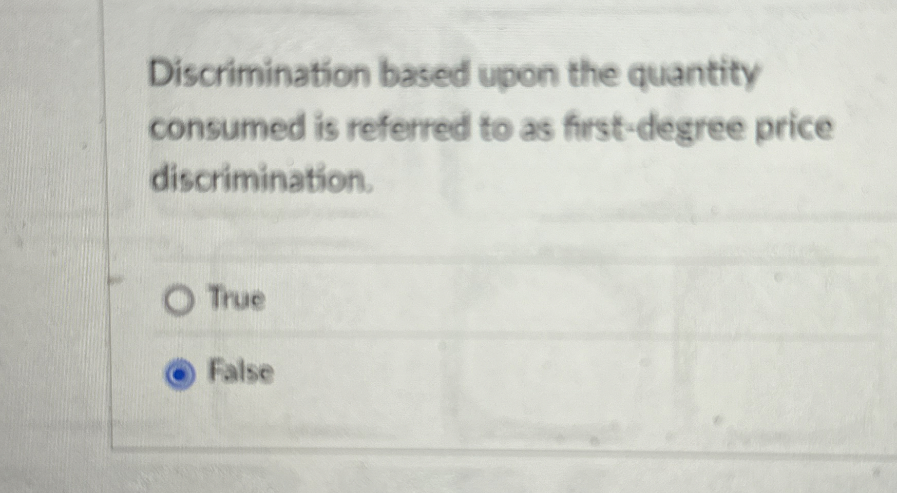 Solved Discrimination based upon the quantity consumed is | Chegg.com