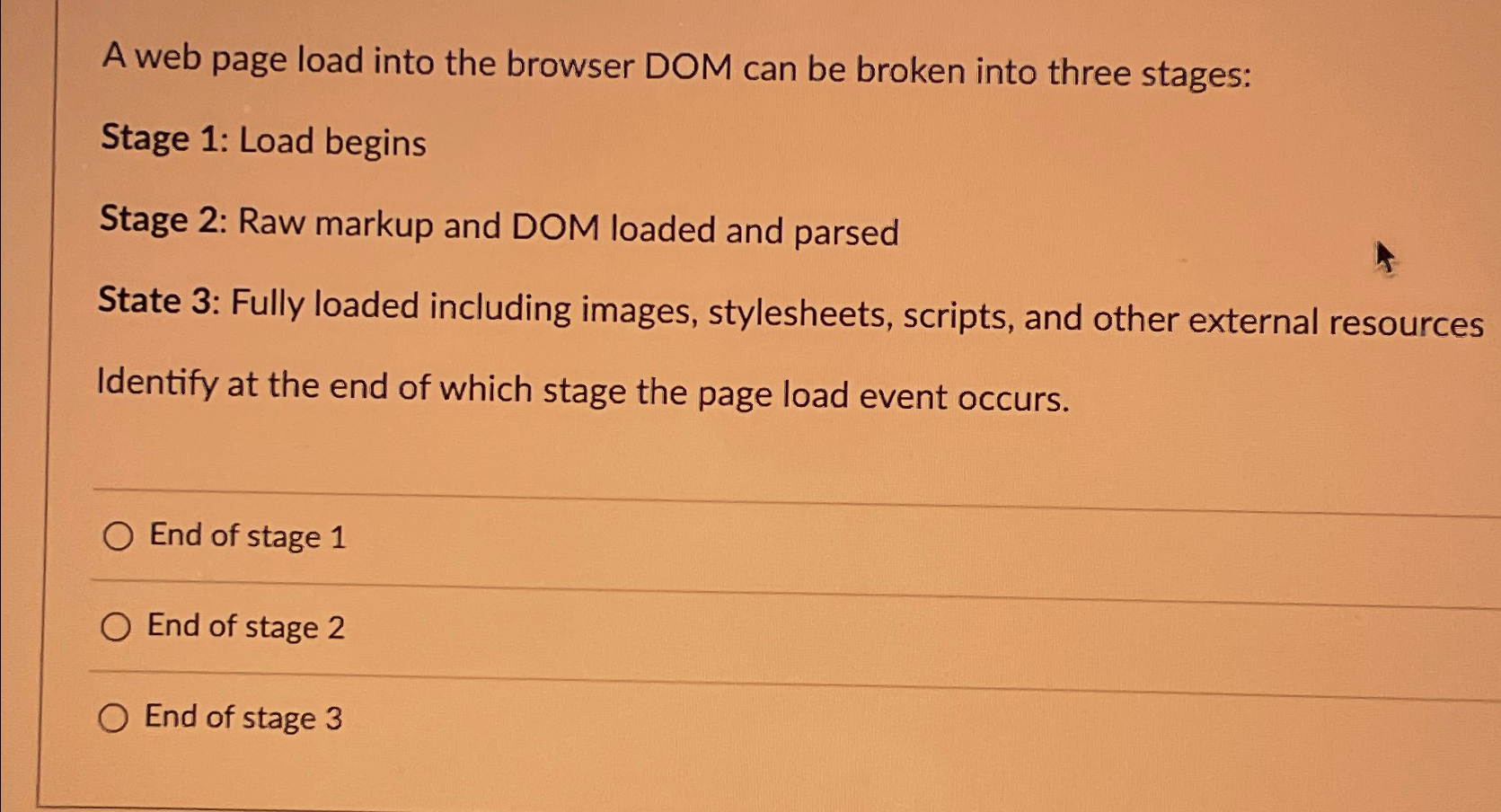 Solved A web page load into the browser DOM can be broken | Chegg.com