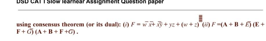 using consensus theorem (or its dual): (i) | Chegg.com