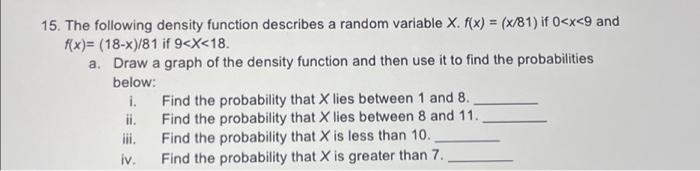Solved 15. The following density function describes a random | Chegg.com