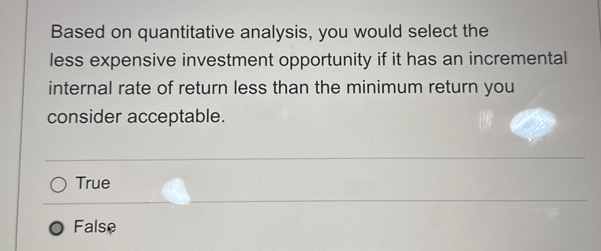 Solved Based on quantitative analysis, you would select the | Chegg.com