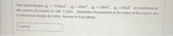 Solved Four point charges, | Chegg.com