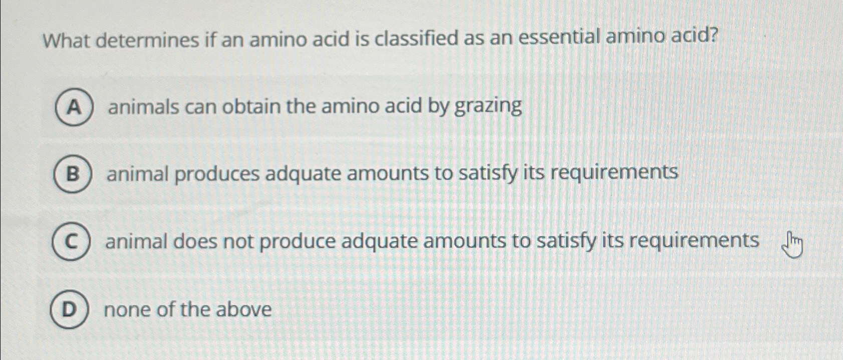 Solved What determines if an amino acid is classified as an | Chegg.com