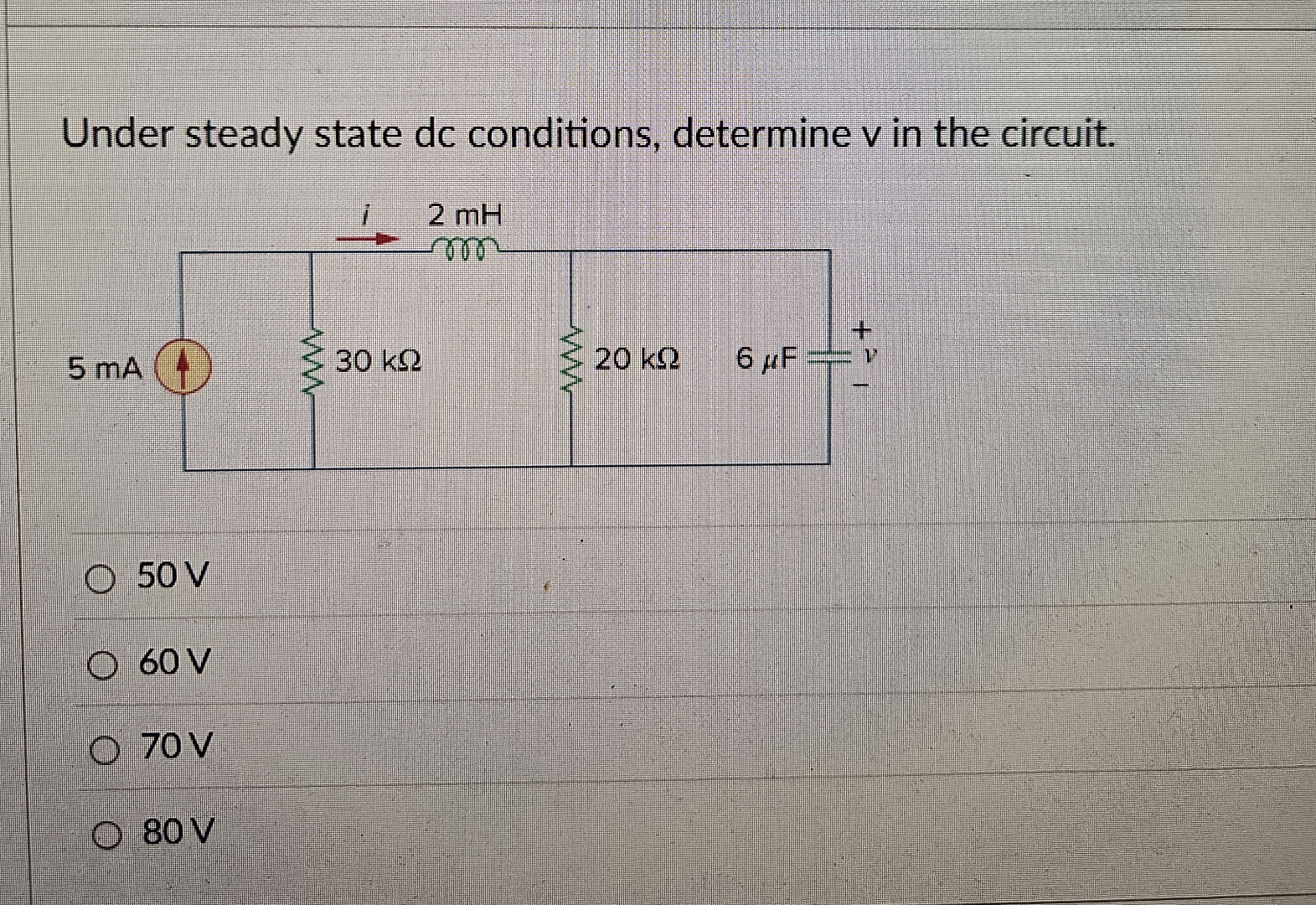 Solved Under steady state dc conditions, determine v ﻿in the | Chegg.com