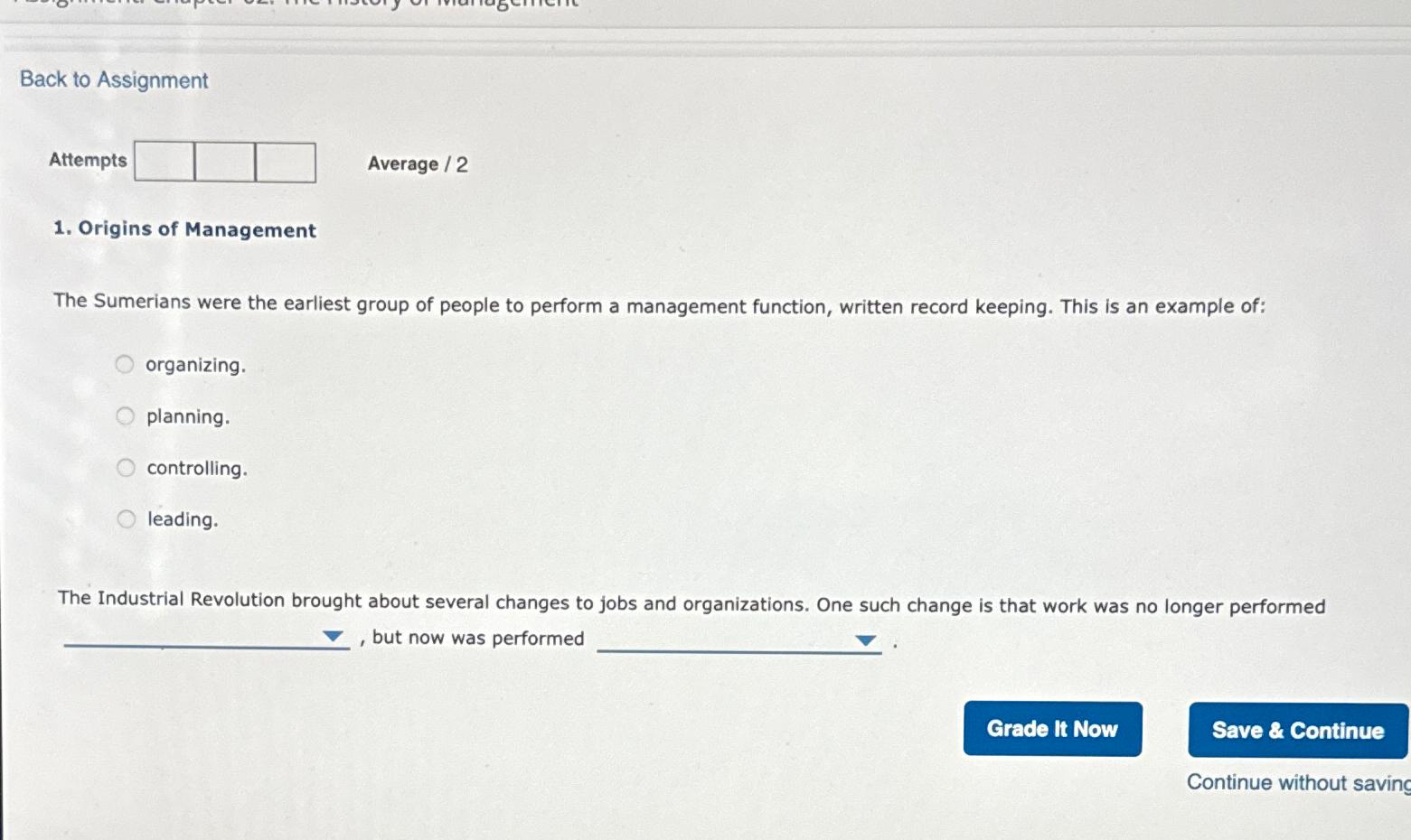 Solved Back to AssignmentAttempts Average / 2Origins of | Chegg.com